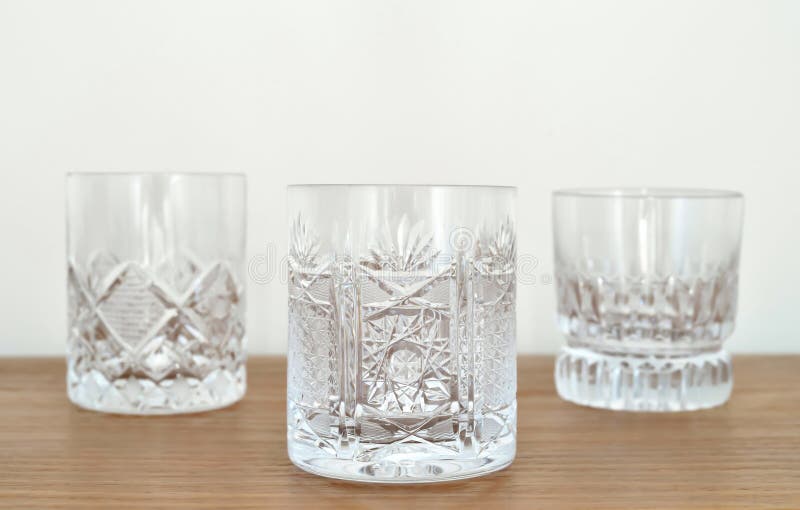Elegant Empty Crystal Glasses on the Table Stock Image - Image of ...