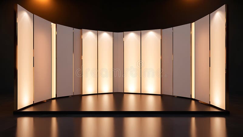Elegant Empty Curved Display Stage with Warm Lighting Stock ...