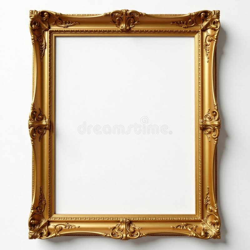 Elegant Empty Gold Frame, Ornate Details, White Backdrop, Empty Frame ...