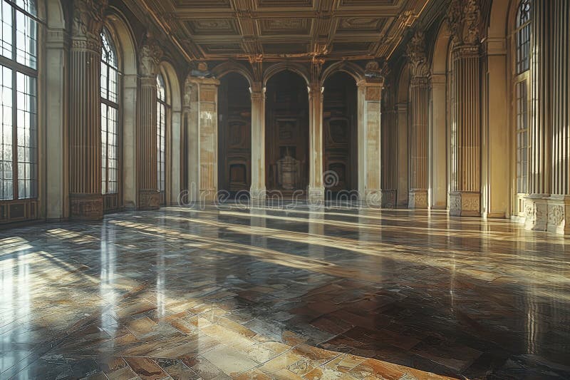 An Elegant Empty Hall Featuring Intricate Architecture and Beautiful ...