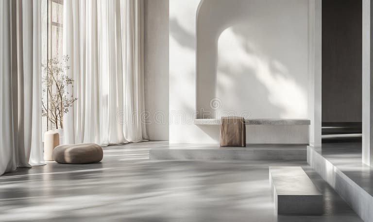 The Elegant Empty Living Room Design Featuring a Patterned Wall Texture ...