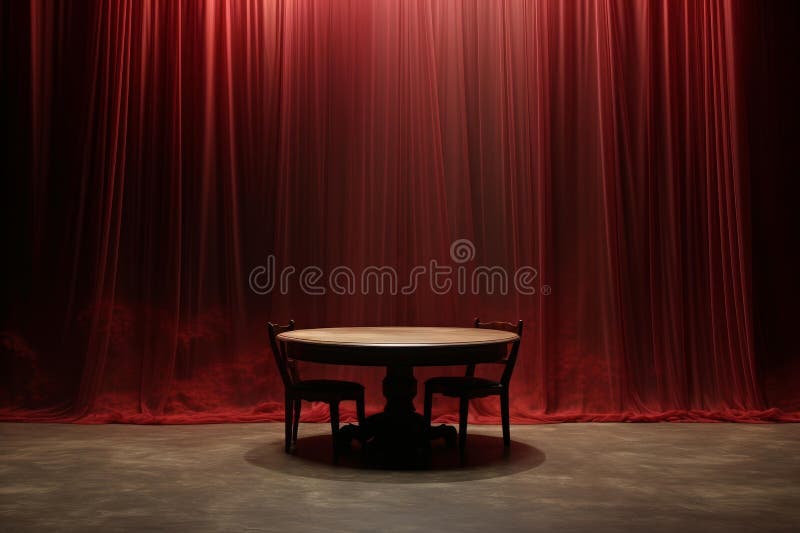 Elegant Empty Stage with Table and Chairs Stock Image - Image of closed ...
