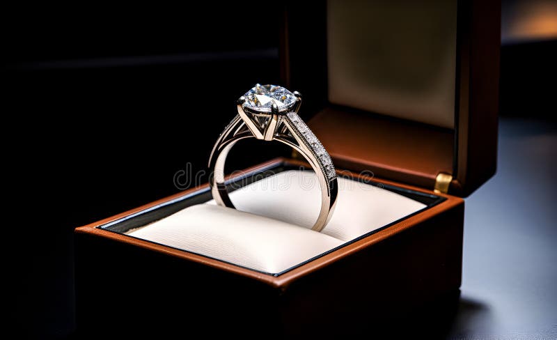 Elegant Engagement Ring in a Box. Concept Stock Illustration ...