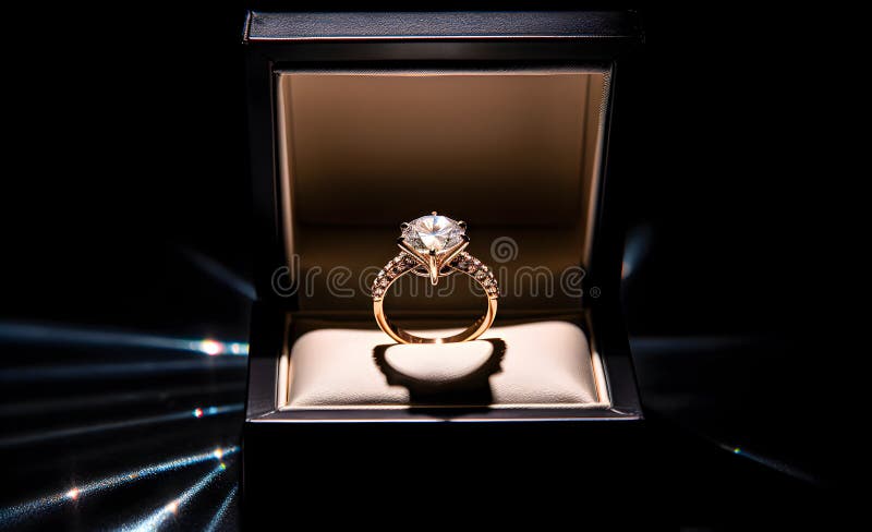 Elegant Engagement Ring in a Box. Concept Stock Illustration ...
