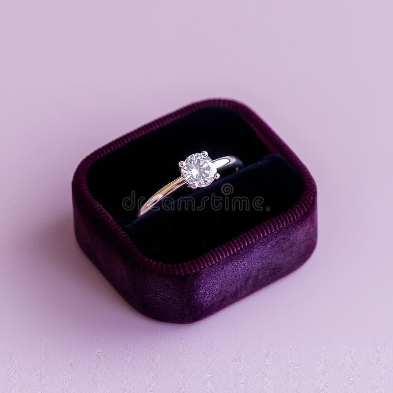 Elegant Engagement Ring in a Plum Velvet Box Symbolizes Commitment and ...