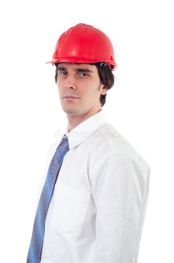 Elegant Engineer with Red Helmet Stock Photo - Image of blue, engineer ...