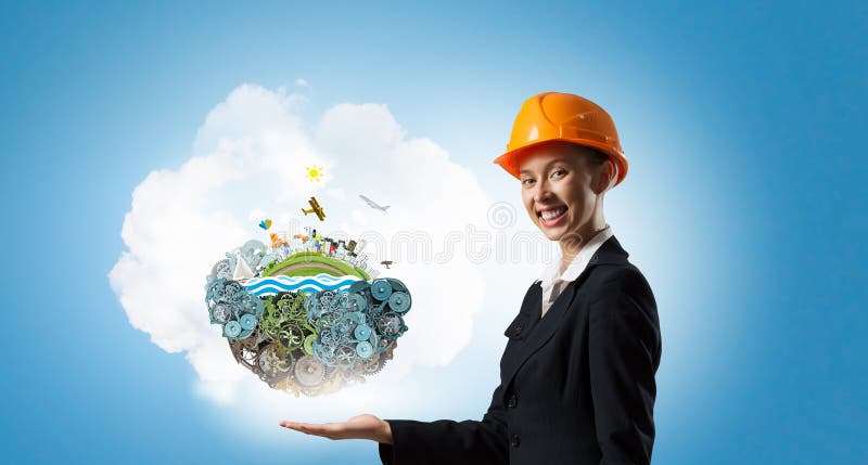 Elegant Engineer Woman . Mixed Media Stock Photo - Image of attractive ...