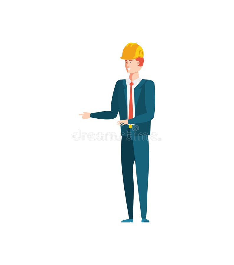 Elegant Engineer Worker with Helmet Seated in Office Chair Stock ...