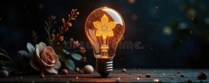 Elegant Engraved Light Bulb Features an Exquisite Floral Symbol Amidst ...