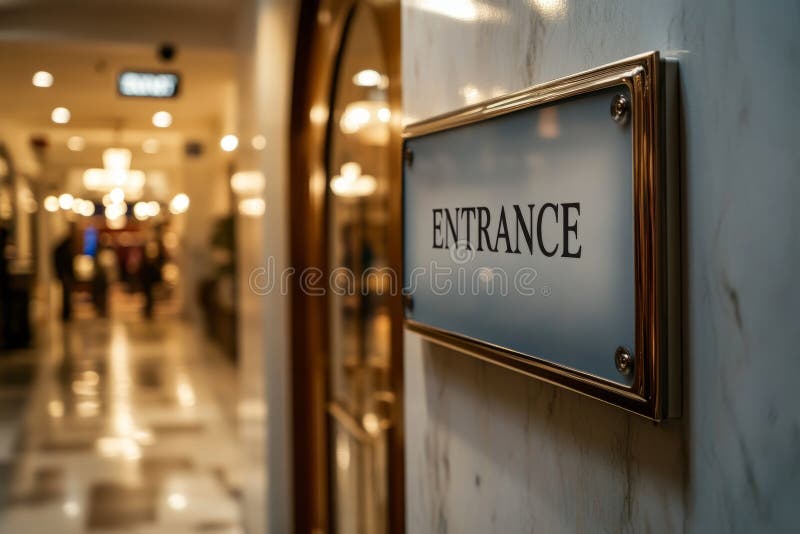 Elegant Entrance Sign in a Luxurious Building Interior. Stock Image ...