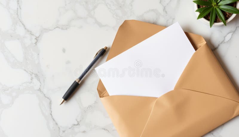 Elegant Envelope and Card Mockup on Marble Surface, Creative Design ...