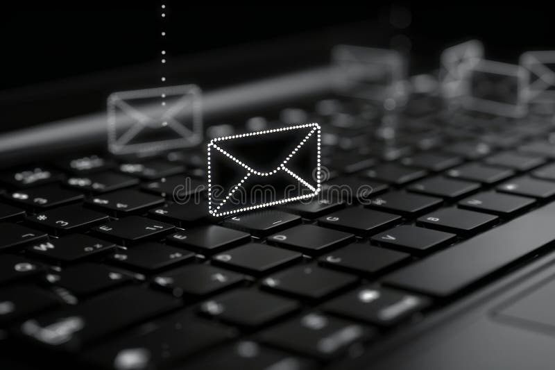 Elegant Envelope on Laptop Keyboard with Small Envelopes Trail ...