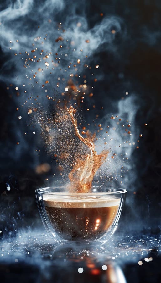 Elegant Espresso Brewing Swirling Coffee Particles Stock Illustrations ...