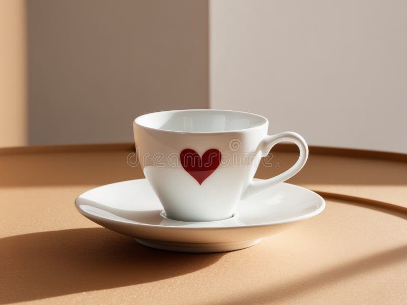 Elegant Espresso Cup with Heart Design on Wood Table. Stock Image ...