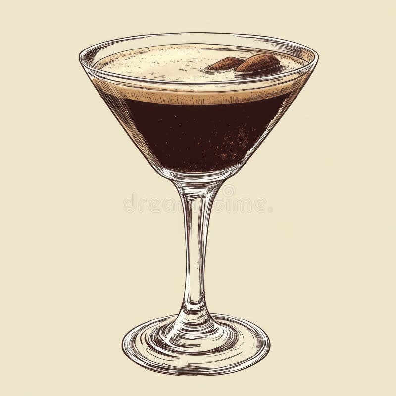 Elegant Espresso Martini with a Smooth Frothy Top and Coffee Beans ...