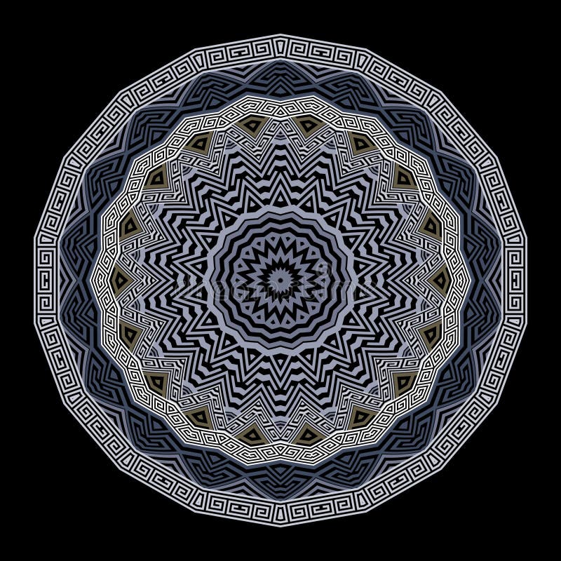 Elegant Ethnic Greek Style Round Mandala Pattern with Zigzag Lines ...