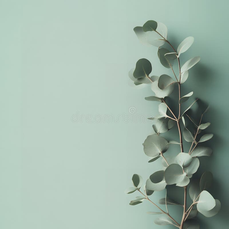 Elegant Eucalyptus Branch on a Soft Green Background Minimalist ...
