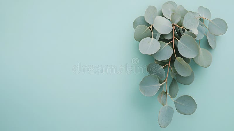 Elegant Eucalyptus Leaves on a Soft Blue Background Stock Image - Image ...