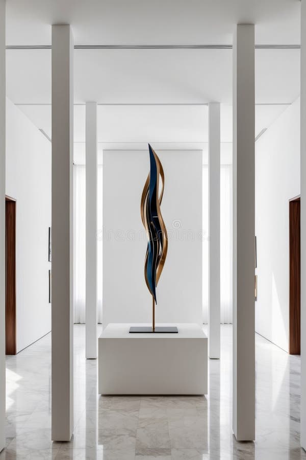 Elegant Exhibition Hall with Sculpture for Creative Branding. Stock ...