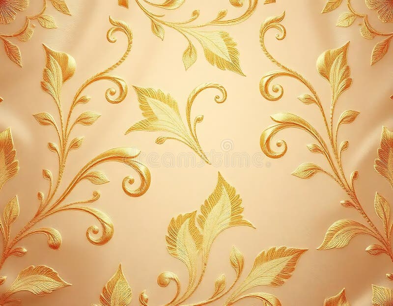 Elegant Fabric Pattern with Gold Accents and Delicate Forms Stock ...