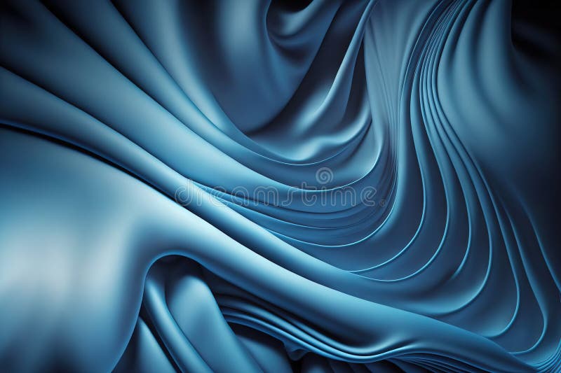 Elegant Fabrics with a Blue Satin Design Motif and a Single Wave of ...