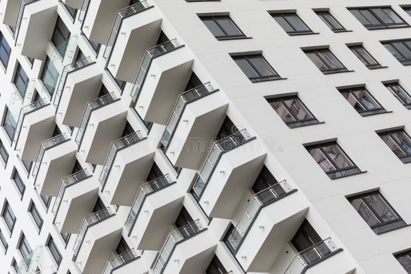 Elegant Facade of Apartment Building for Architecture Design, Diagonal ...