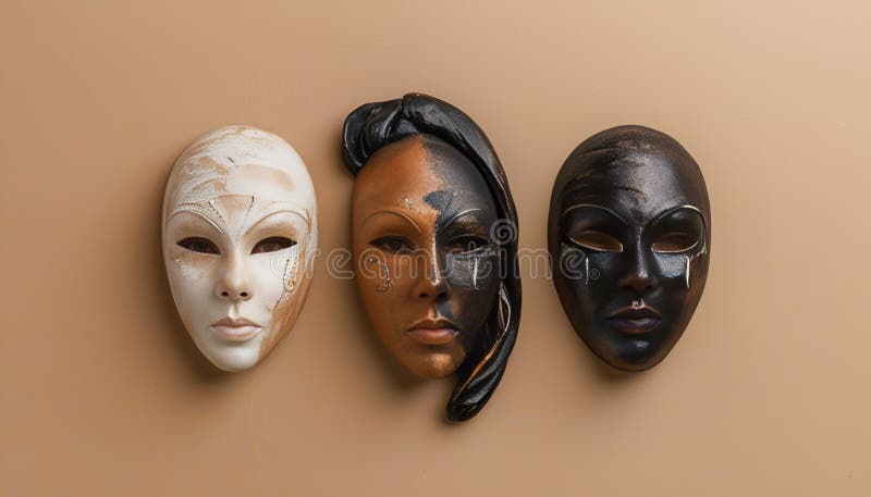 Elegant Face Masks Beige Background Theatrical Performance Stock Photos ...