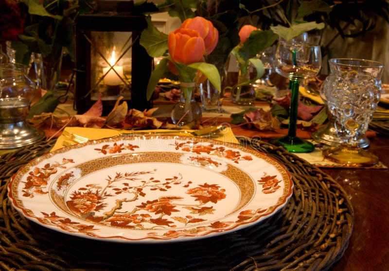 Place Setting for Thanksgiving Stock Image - Image of apple, fruits ...