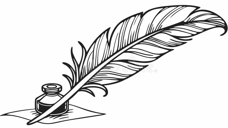 Elegant Feather Quill Pen Writing Symbol, Vector Design Generative AI ...