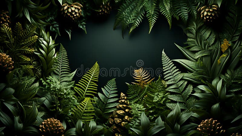 Elegant Fern Leaf Square Frame Illustration Botanical Greenery ...