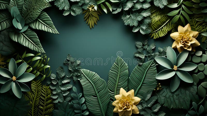 Elegant Fern Leaf Square Frame Illustration Botanical Greenery ...