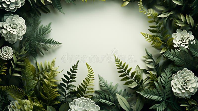 Elegant Fern Leaf Square Frame Illustration Botanical Greenery ...