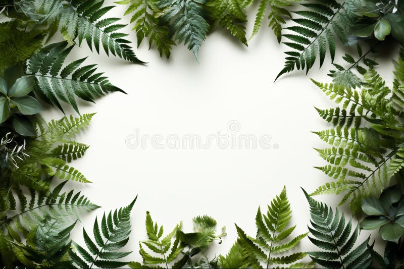 Elegant Fern Leaf Square Frame Illustration Botanical Greenery ...