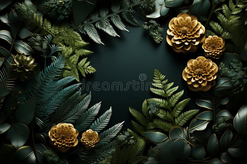 Elegant Fern Leaf Square Frame Illustration Botanical Greenery ...