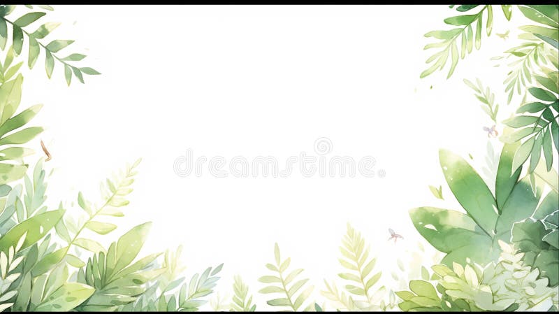 Elegant Fern Leaf Square Frame Illustration Botanical Greenery ...