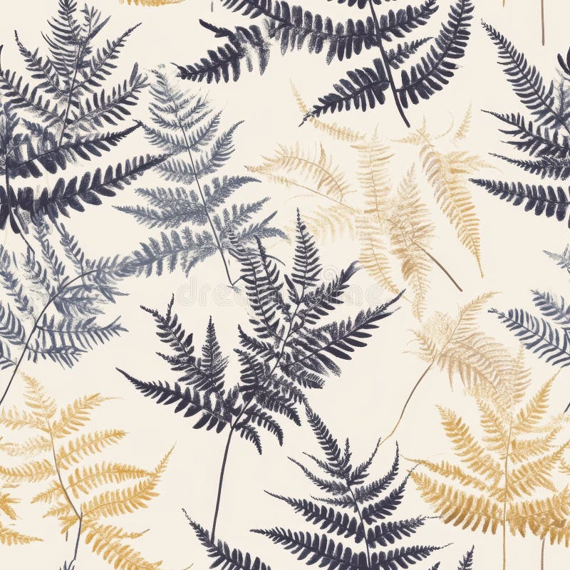 Elegant Fern Pattern on Cream Background for Textile Design Stock Photo ...