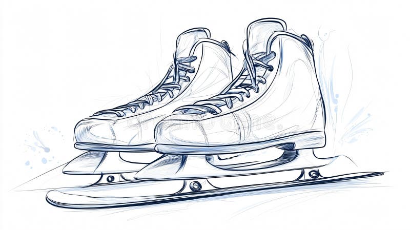 Elegant Figure Skate Single Line Drawing for Editable Designs Stock ...