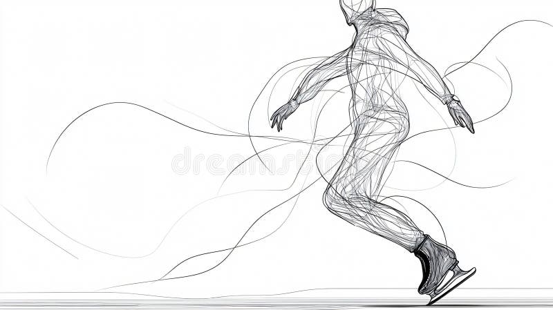 Elegant Figure Skater Continuous Thin Line Drawing Style Image Stock ...