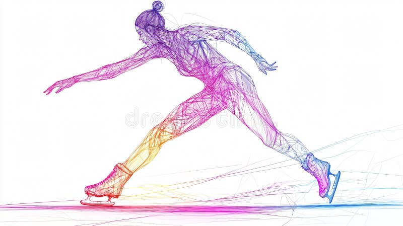Elegant Figure Skater Single Line Drawing Style for Design Inspiration ...
