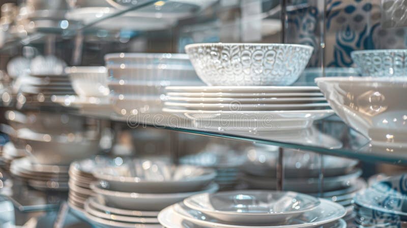 Elegant Fine China Display with Intricate Patterns in Store Window ...
