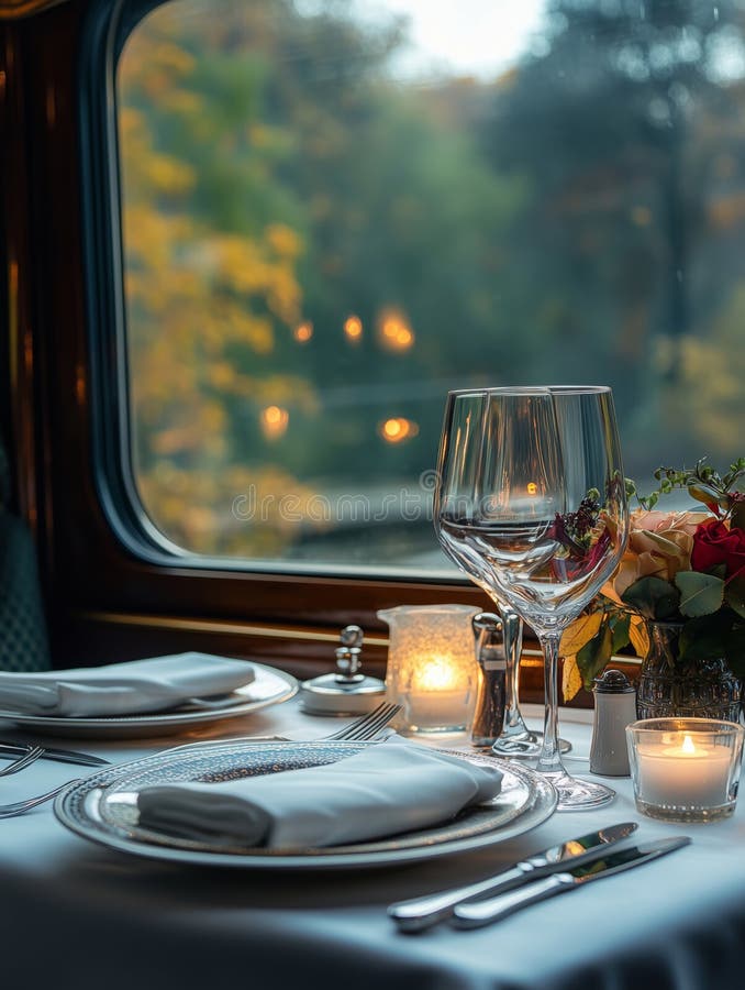 Elegant First-class Dining Experience on a Luxurious Train Journey ...