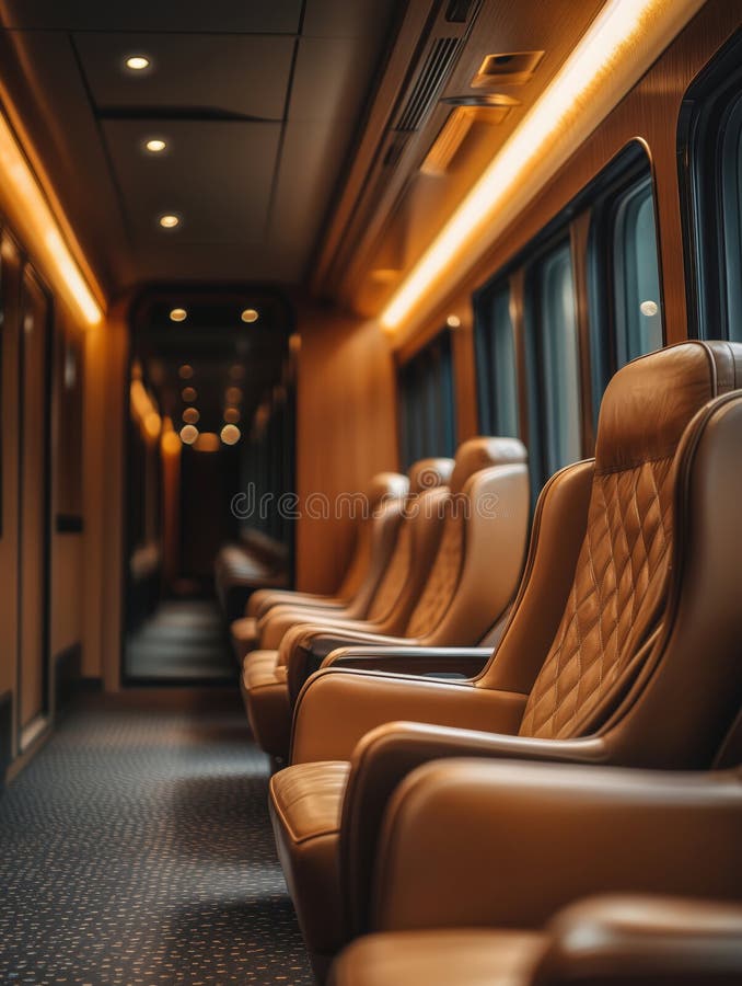 Elegant First-class Train Compartment Featuring Luxurious Leather ...