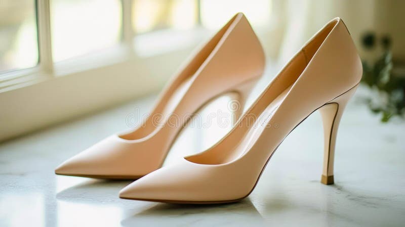 Elegant Flared Heels Showcase Sophisticated Design in Soft Pastel Color ...