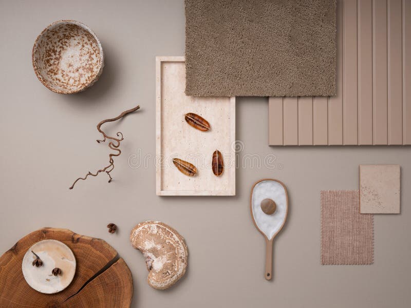 Elegant Flat Lay Composition with Textile and Paint Samples, Panels and ...