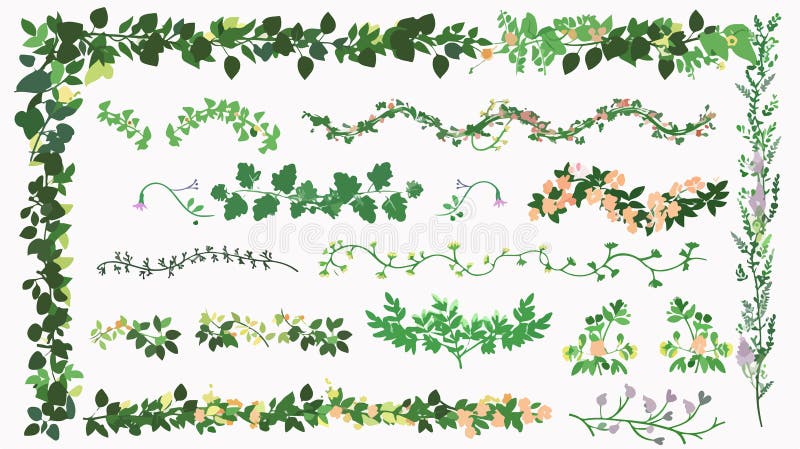 Elegant Flat Style Floral Borders and Frames Set for Creative Design ...