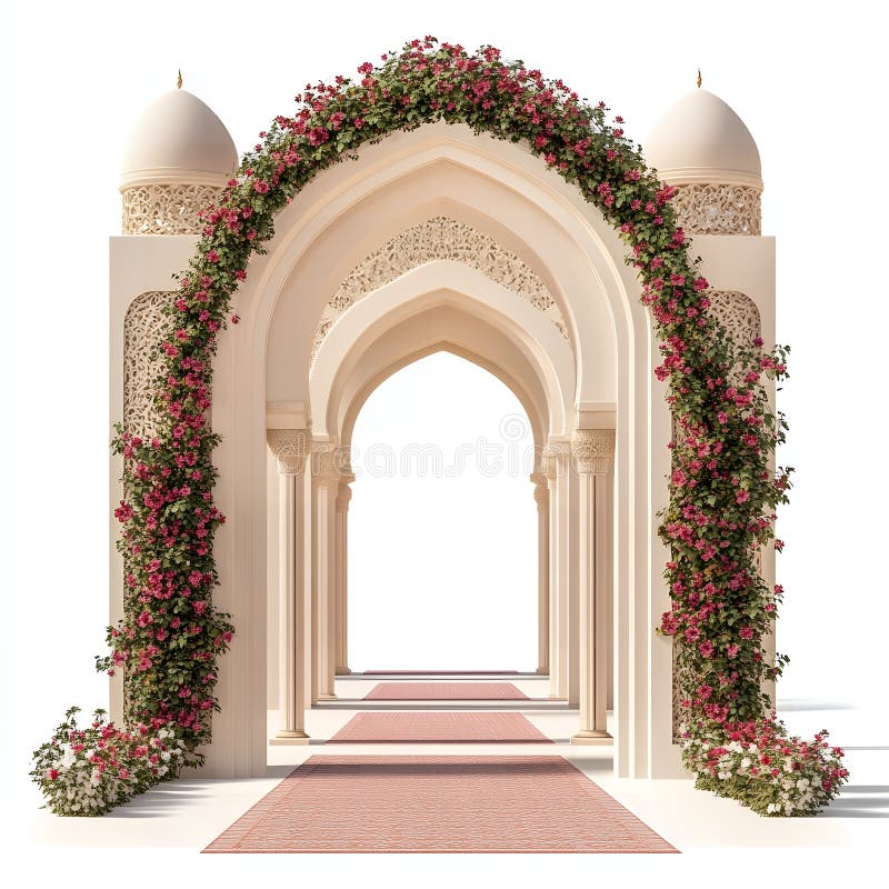 Elegant Floral Archway Middle Eastern Architecture and Blossoms Stock ...
