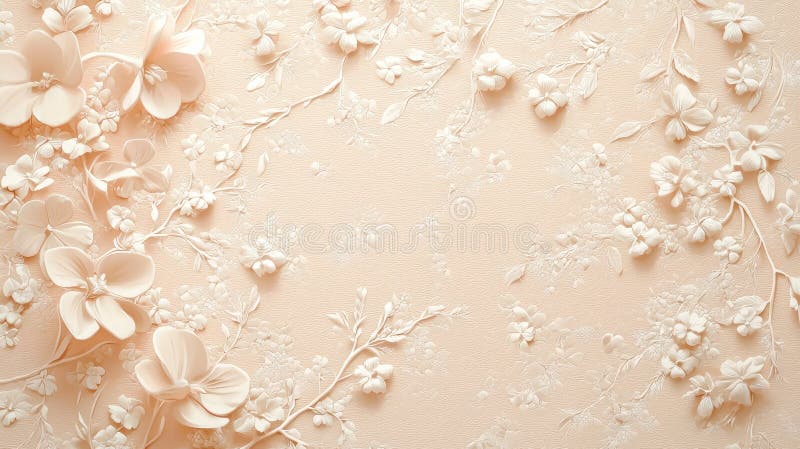 Elegant Floral Background, Soft Cream Tones Stock Illustration ...