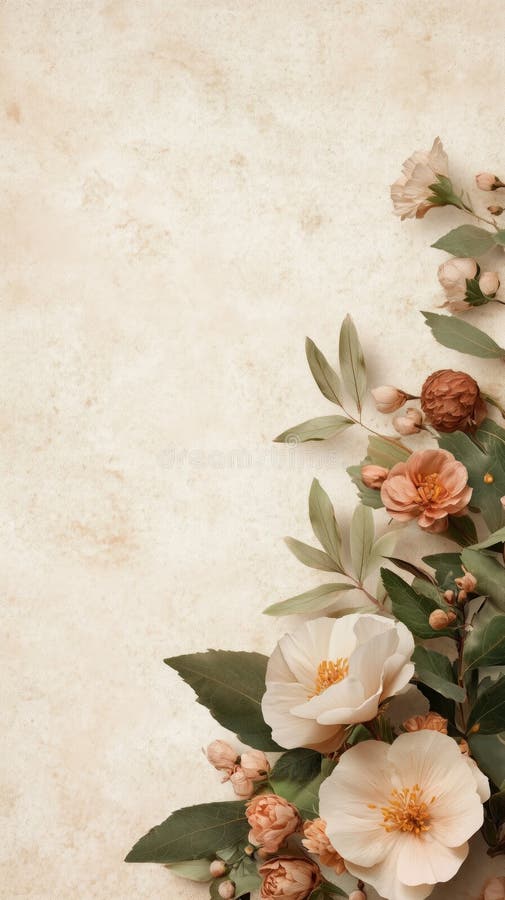 Elegant Floral Beige Decoration on Blank Page for Creative Design Stock ...