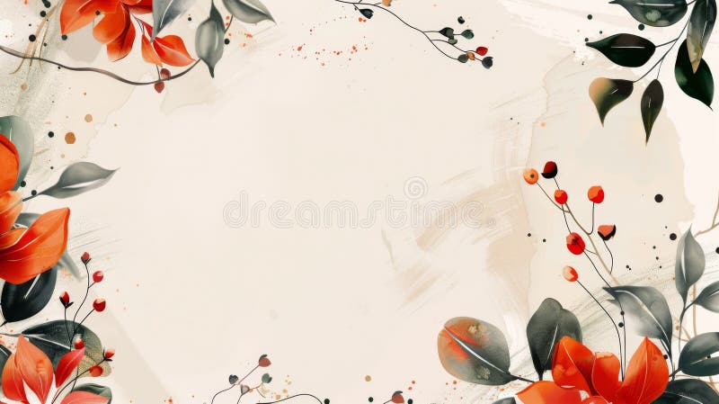 Elegant Floral Border Design on Neutral Background for Invitations ...