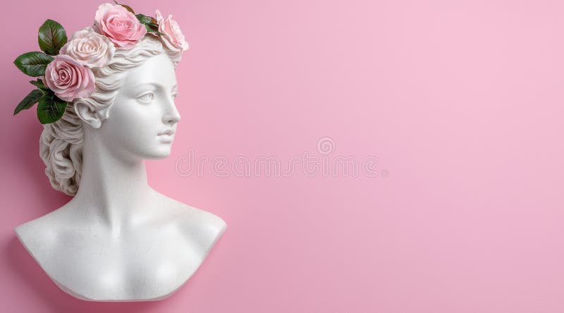 Elegant Floral Bust Sculpture Stock Illustration - Illustration of ...